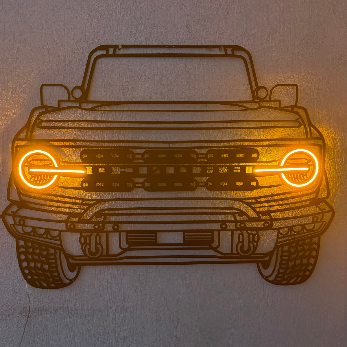 2022 Bronco Raptor Front View Metal Neon Car Wall Art - MTN0109